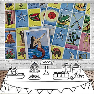 Mexico Loteria Cards Backdrop for Photography Picture Mexican Bingo Photo Video Studio Newborn Baby Shower Background Stitching Mexico Birthday Party Studio Props Banner