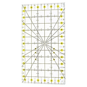 AUTOTOOLHOME Quilting Ruler Acrylic Quilters' Ruler for Easy Precision Cutting Fabric Paper, 6.5" x 12" for Quilting, Sewing & Crafts Template