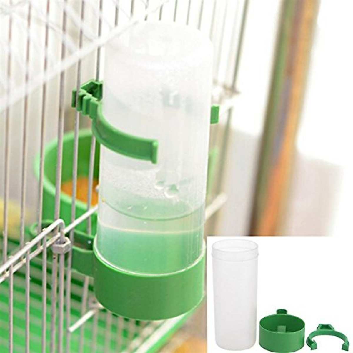Smaroll 4PCS Birds Feeder Plastic Drinker Waterer Clips Food Dispenser Feeders for Cage Water Dispenser Feeders for Sparrow Parrorts Budgie Cockatiel Lovebirds