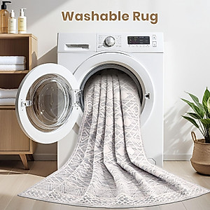 DEXIDUO Area Rugs for Living Room Rug: 9x12 Soft Washable Rugs Low Pile Non-Slip Backing Indoor Floor Rugs for Living Room Bedroom Kitchen Dining Under Table Home Office,Grey