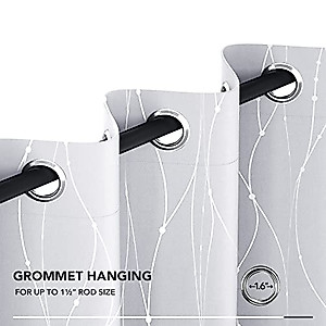 Deconovo White Blackout Curtain Panels for Bedroom and Living Room, 84 Inch Long Drapes - Thermal Insulated Window Curtains with Floral Pattern (52W x 84L Inch, Greyish White, 2 Panels)