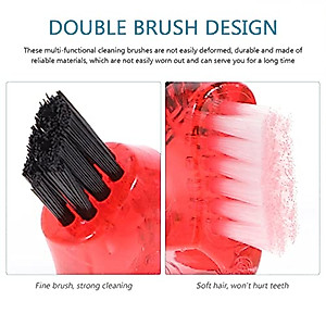 Healeved 3pcs Denture Cleaning Brushes Denture Brush Toothbrush Ergonomic Handle Denture Toothbrush Portable for False Teeth Cleaning