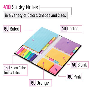 Mr. Pen- Sticky Notes Set, Sticky Notes Tabs, 410 Pack, Divider Sticky Notes, School Supplies, Office Supplies, Planner Sticky Notes, Sticky Note Dividers Tabs, Book Notes, Bible Sticky Notes