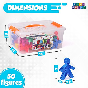 Play Build Building Toys, 50 Piece Connecting Toy Figures for Preschool & Kindergarten Classrooms, Kids STEM Learning Toy, for Boys & Girls Ages 3+