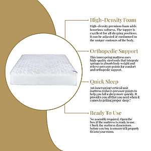 Greaton 8 1/2 inch Medium Firm Double Side Mattresses with Utmost Comfort, Both Sides Usable, Helps to Maintain Proper Body Posture, Full XL, Beige