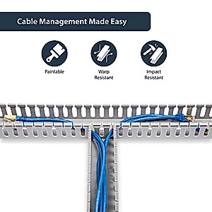 StarTech.com 2x2in Server Rack Cable Management Finger Duct w/ Cover - Open Slot Wire Raceway for Network & A/V Cables (AD2X2)