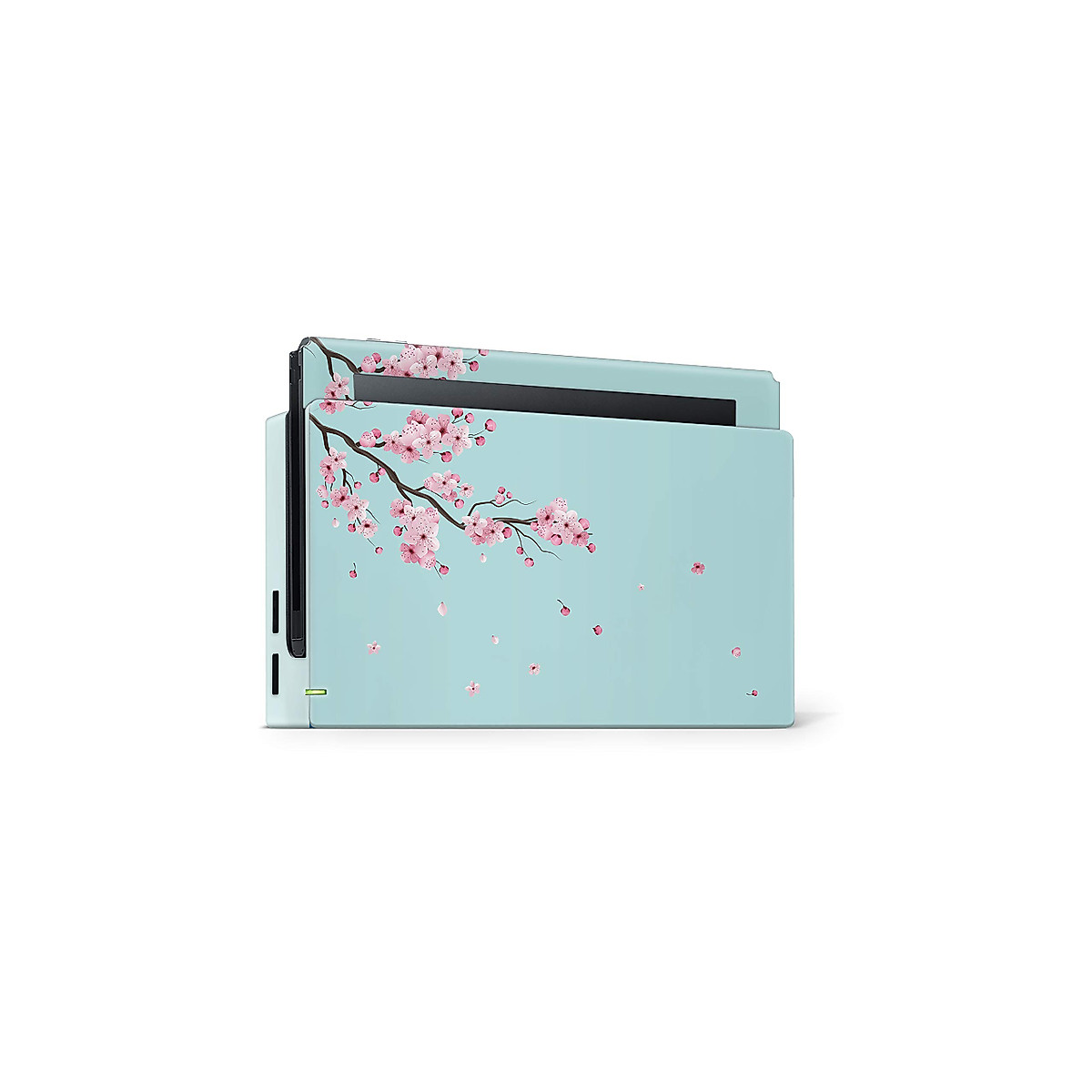 Tacky Design Sakura Blue Skin Compatible with Nintendo Switch Skin Wrap Cover, Blossom Flowers Skin for Nintendo Switch Stickers, Premium Vinyl 3M Full Wrap Decal.