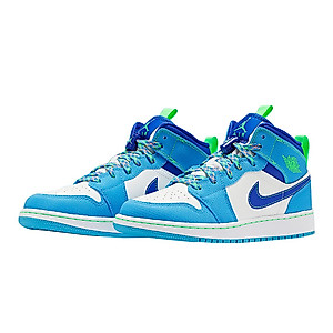 Nike Big Kid's Jordan 1 Mid SE Sprite Blue Dk Powder Blue/Racer Blue (DA8010 400), 5 Big Kid