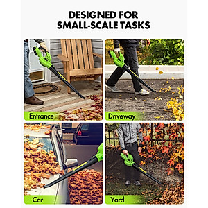 Leaf Blower Cordless with Battery and Charger - Anykit Electric Leaf Blowers Battery Operated, Lightweight 20V 2 Speed Modes Handheld Blower for Lawn Care Green