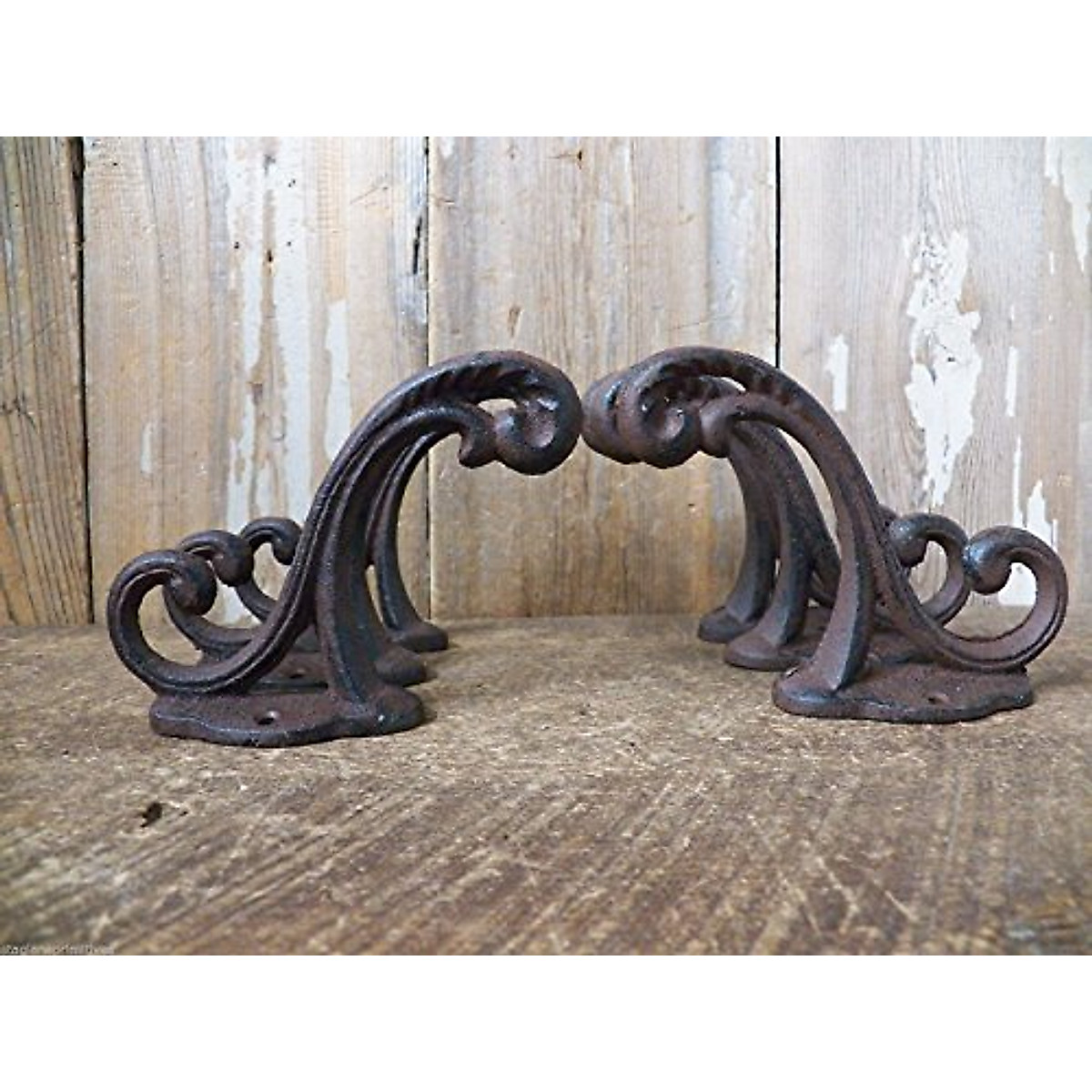 Coat Hat Hooks Cast Iron Lot Set of 6 Double Hook 3.5 Inch Antique Vintage Style