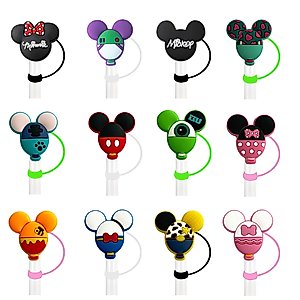 12PCS Cute Straw Cover Cap, Stanley Cup Accessories, Silicone Straw Topper Compatible with Stanley 30&40 Oz Tumbler with Handle, Dust Proof Reusable Straw Tips Lids（DSN）