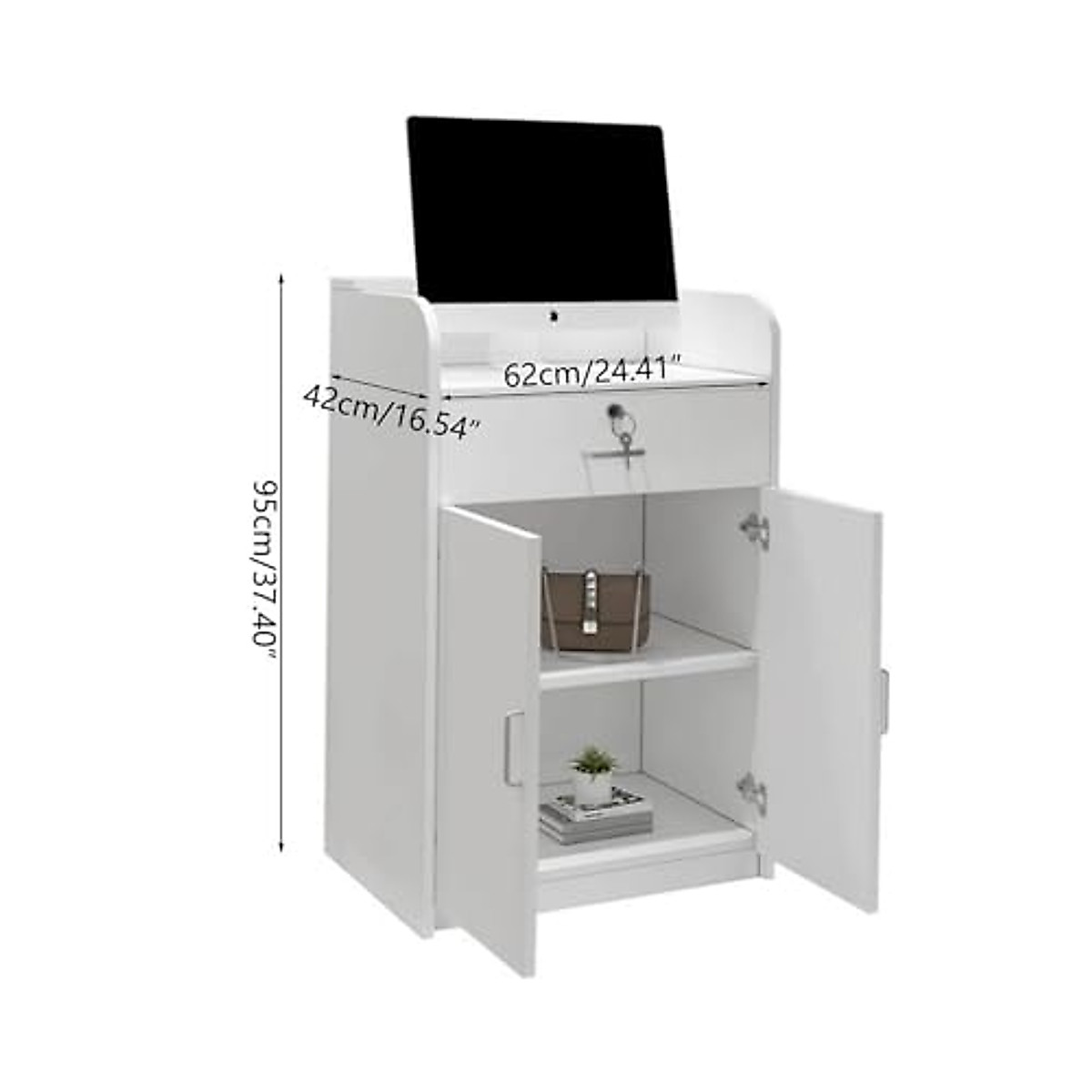 EESHHA Lectern Lightweight Lecterns Wooden Laptop Desk Podium Stand Small Conference Teacher Podiums Simple Floor Standing Standing Lectern, White