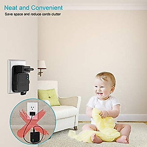 FoMass Outlet Wall Mount for Blink Sync Module 2- Mount Bracket Holder for Blink XT/ XT2 and Blink Outdoor Home Security Camera with Easy Mount Short Cable - Black (Black)