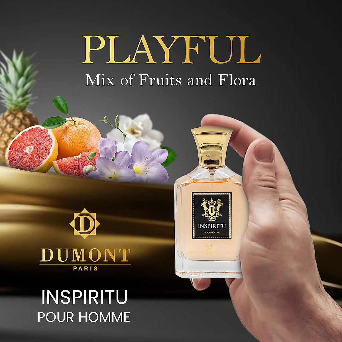Dumont INSPIRITU POUR HOMME - 3.4oz - Luxury Perfume for Men - Musky & Masculine Fragrance - Long Lasting Cologne Mist & Body Spray Alternative - for Him
