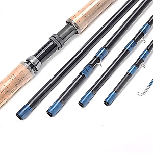 CHANNELMAY 14FT 9/10 Carbon Spey Fly Fishing Rod Pole Double Hand 6 Pieces Sections Medium-Fast Freshwater and Saltwater Fishing