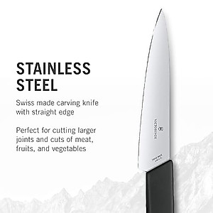 Victorinox 6.9013.15B Swiss Modern Chef's Knife Essential Kitchen Tool Cuts Everything From Meat to Fruit and Vegetables Straight Blade in Black, 5.9 inches