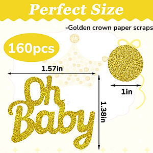160 Pieces Baby Shower Confetti Gold Confetti Glitter Gold Decorations Baby Shower Party table Decorations Crown Confetti Baby Circle Dots Confetti for Baby Shower Parties (Baby, Circle Dot Style)