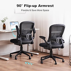 HMeeZnn Ergonomic Office Chair, Desk Chairs with Wheels Mesh Computer Chair Mid Back Swivel Chair with Adjustable Armrest Lumbar Support for Home Office Executive Work Study, Black