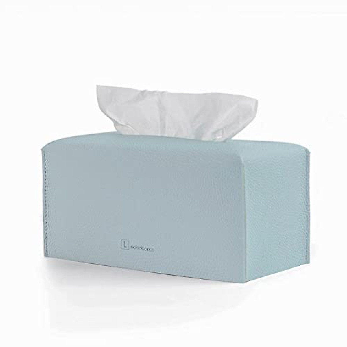 GOODSDECO PU Leather Tissue Box Cover Rectangle - Modern Tissue Box Holder Organaizer for Home Office Bathroom Car, Pastel Organaizer (Sky Blue)