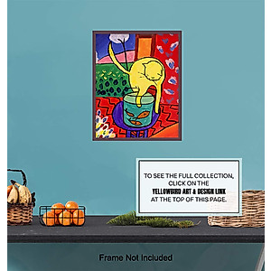 Cat Wall Decor - Boho Bohemian Decor - Matisse Poster - Cat Wall Art - Abstract Art - Mid Century Modern Wall Decor - Minimalist Wall Art - Aesthetic Room Decor - Cat Themed Gifts - Kitty Cat