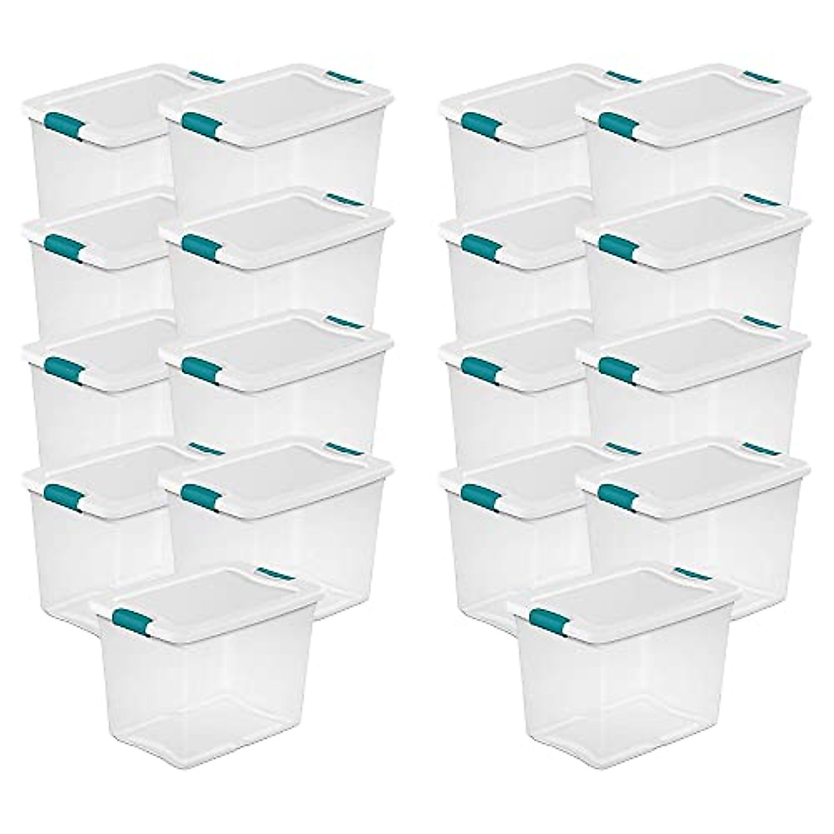 Sterilite Multipurpose 25 Quart Capacity Clear Plastic Storage Tote Home and Office Organization Bins with Latching Lids and Handles, (18 Pack)