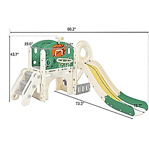 8-in-1 Toddler Indoor and Outdoor Castle Playset, Kids Baby Slide Set Playground Backyards for Age 1-3 (02)