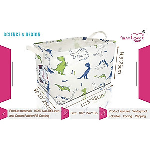 TIBAOLOVER Rectangular Kids Storage Basket Gift Basket Baby Storage Basket Cute Kids Toy Storage Bin Organizer Shelf Book Basket Room Decor(Polychrome Dinosaurs)