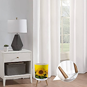 LGCZNWDFHTZ Small Trash Can with Lid for Bathroom Kitchen Office Diaper Yellow Sunflowers Yellow Bedroom Garbage Trash Bin Dog Proof Waste Basket Cute Decorative
