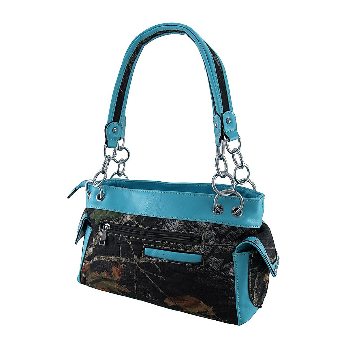 Camouflage Rhinestone Western Buckle Purse/Wallet Set Purple Trim