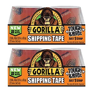 Gorilla Packing Tape Tough & Wide Refill, 2.83" x 30 yd. (4 Rolls)