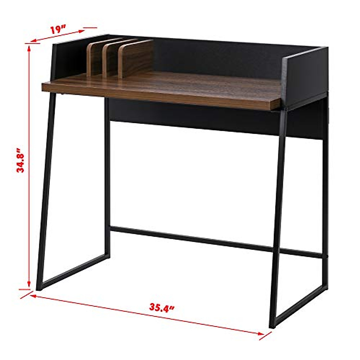 Spirich Small Computer Desk with Hutch 35 inches,Home Office Writing Desk with Hutch for Small Spaces, Walnut Finish