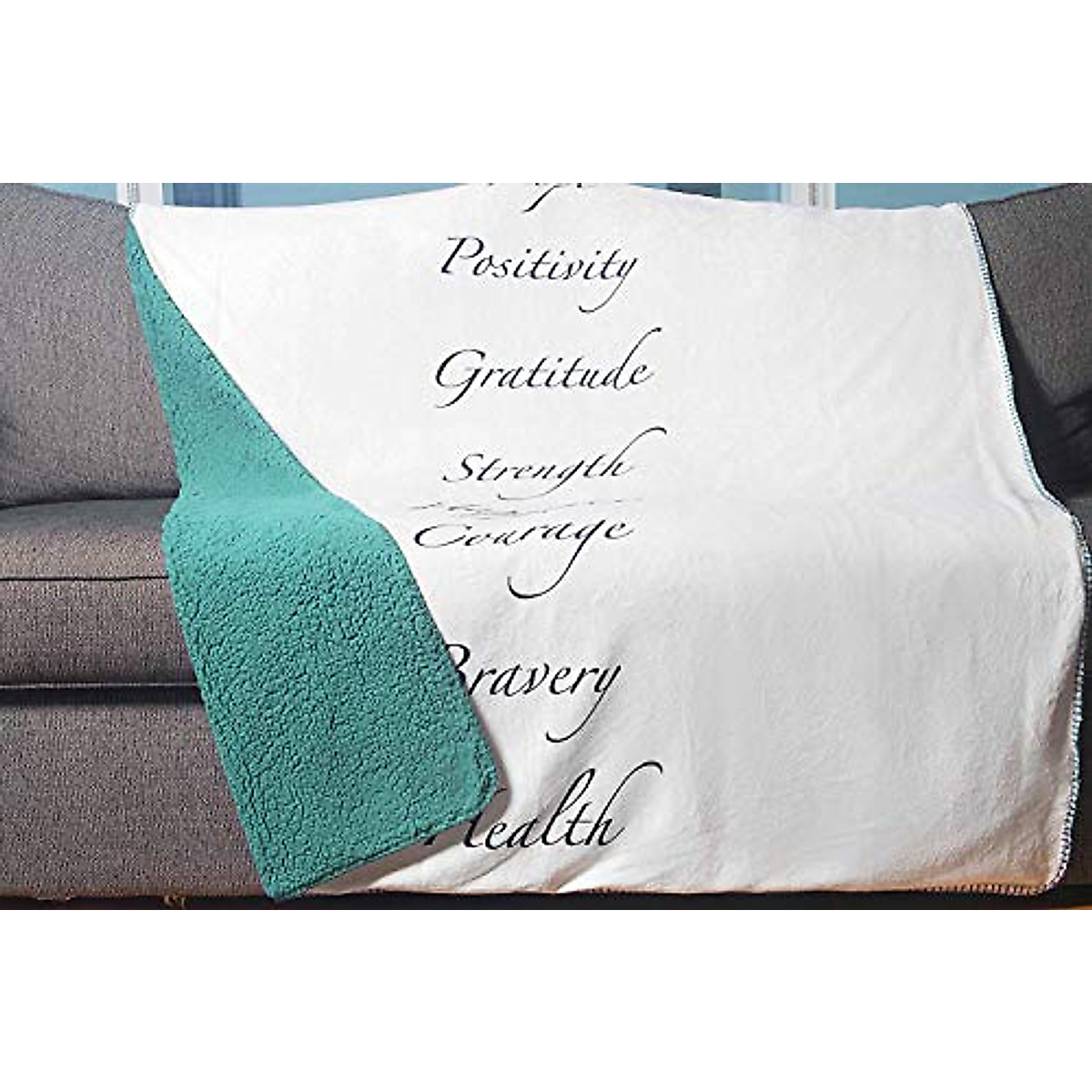 Plant Based Pros Healing Blanket with Inspirational Message of Love Hope Happiness Health - Super Soft Throw Blanket is The Perfect Recovery Blanket or Cancer Gift for Men and Women - Teal Blanket