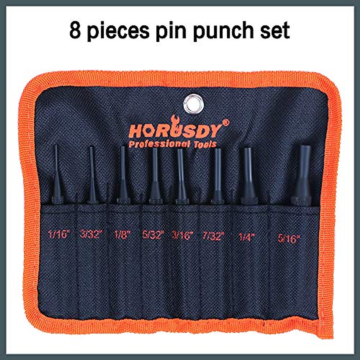 HORUSDY 8 Pieces Pin Punch Set, Kit Removing Repair Tool with Holder for Automotive, Watch Repair,Jewelry and Craft
