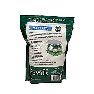 Nature Jims Alfalfa Sprout Seeds – 16 Oz Organic Sprouting Seeds – Non-GMO Premium Alfalfa Seeds – Resealable Bag for Longer Freshness – Rich in Vitamins, Minerals, Fiber