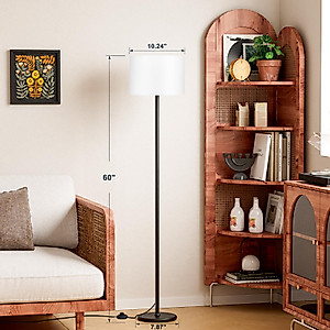 LED Floor Lamp Simple Design, Modern Floor Lamp with Shade, Tall Lamps for Living Room Bedroom Office Dining Room Kitchen, Black Pole Lamp with Foot Switch(Without Bulb)