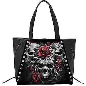 Spiral - Skulls N' Roses - Tote Bag - PU Leather Studded - L