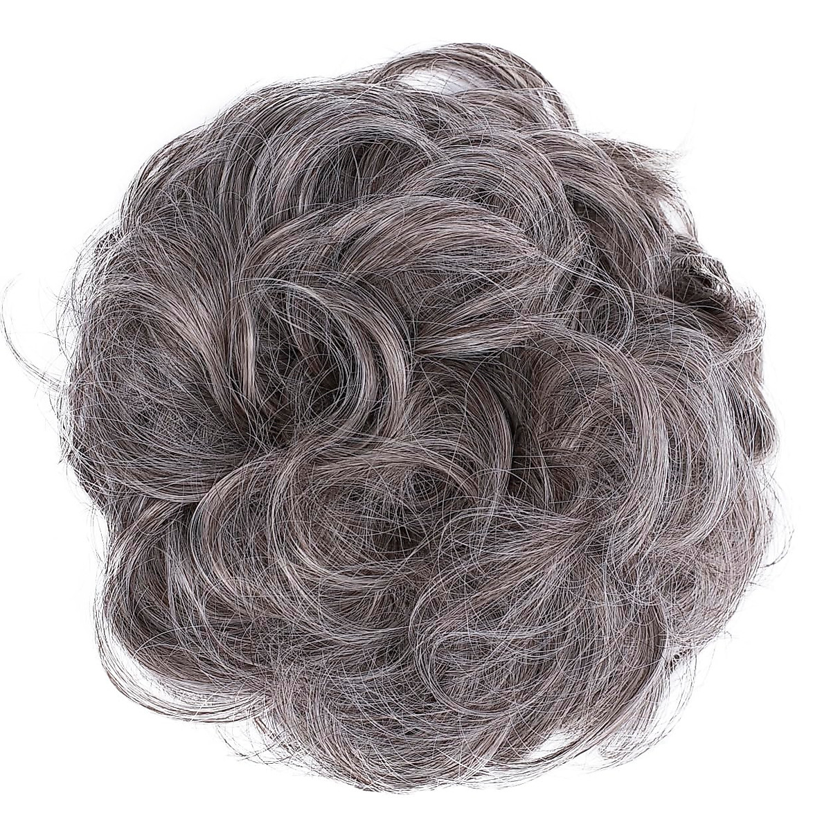 CAISHA Messy Scrunchie Bun Voluminous Wavy Hairpiece Heat-resistant Synthetic Fibres Gray Blond Mix G21A