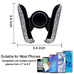 SAMGCHI Bling Car Phone Holder, 360 Degrees Adjustable Rhinestone Car Phone Mount, Universal Car Dashboard Air Vent Car Stand Phone Holder, Car Accessories for Women and Girl