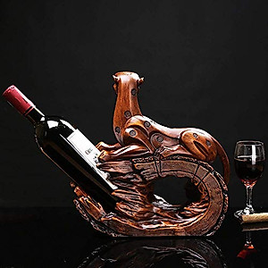 PIBM Stylish Simplicity Wine Racks Free Standing Decor,Retro Resin Craft,Animal Ornament Statue,Wine Racks Floor,Fashion Home Decor Centerpiece(31 * 13 * 30Cm)