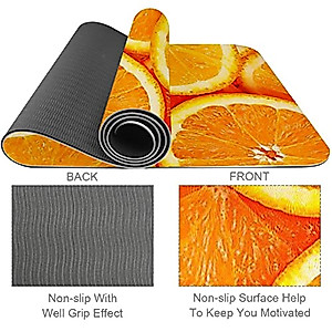 Yoga Mat, Yoga Mats for Home Workout, Workout Mat, Exercise Mats, Pilates Mat, Fruit Orange Art pattern