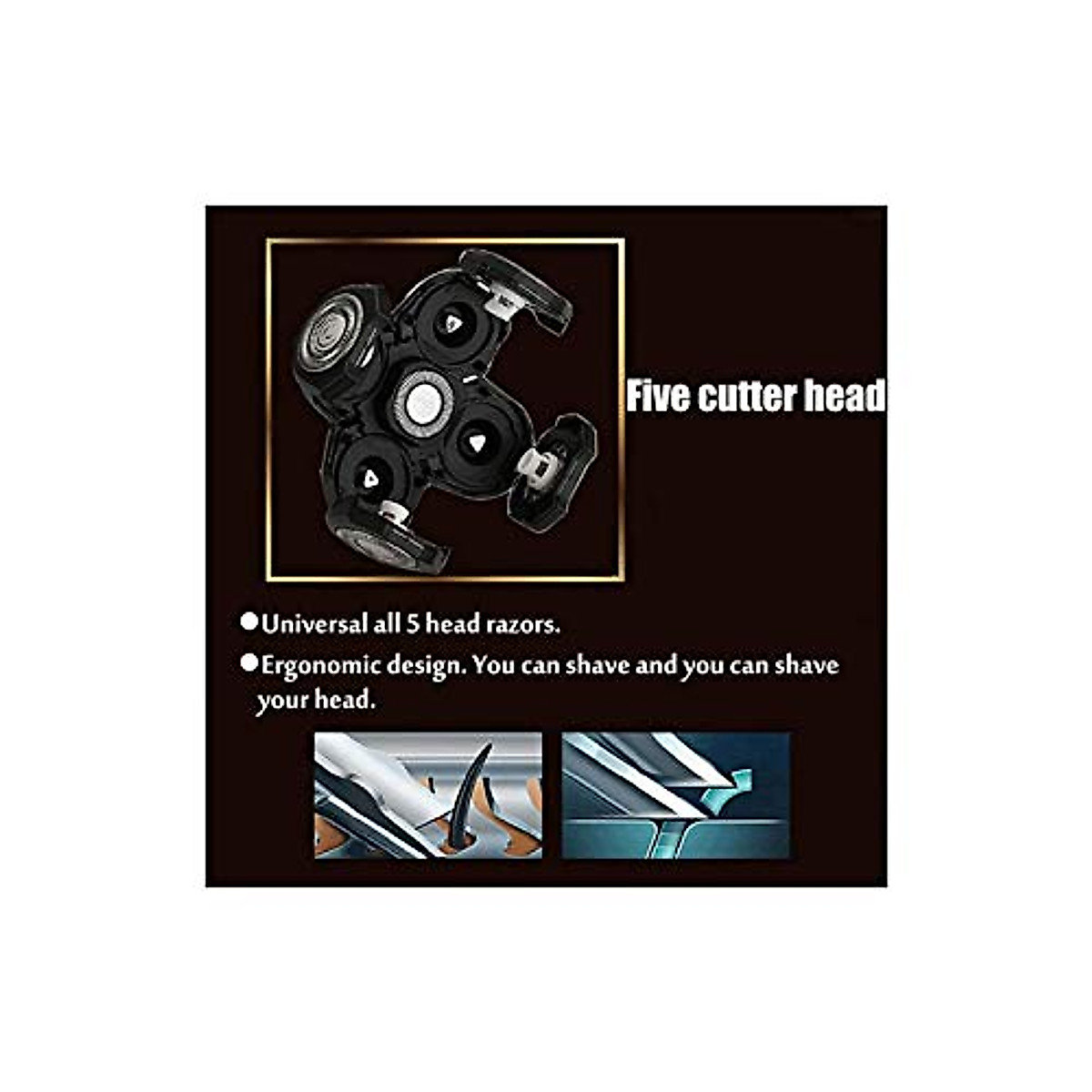 5 Head Shaver Head, Replacement Shaving Head For Shaver, Easy to Install Electric Shaver Head, 4D Rotary Cutting Head Double Ring Blade, Universal For 5 Head Shavers.