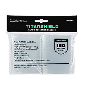 TitanShield Premium Clear Card Sleeves for Standard Sized Board Games and Trading Card 2.5" x 3.5" (150 Sleeves)