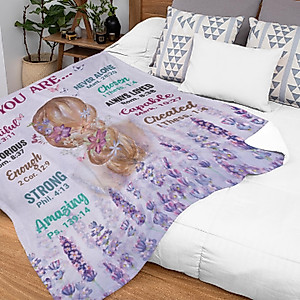 TrendyNest Pretty Blonde Girl Inspirational Quotes Blanket 50x60,Soft Plush Purple Floral Girls Fleece Throw Blanket, Magic Blankets for Girls Bed, Couch and Sofa Christmas Birthday Gift Bedroom Decor