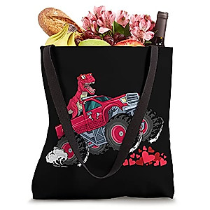 Boys Valentines Day Kids Dinosaur Ridding Truck Hearts Tote Bag