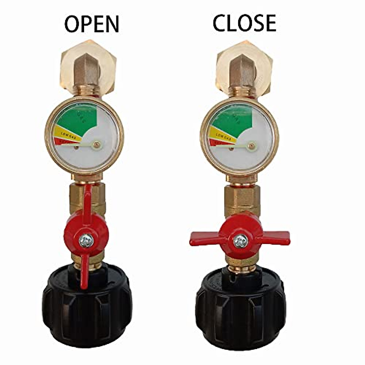 HHXS Qcc1 Propane Refill Elbow Adapter with Propane Tank Gauge,Refill Pressure Fitting Adapter for Camping Grill 1Lb Bottle Tank Refilled Gas from 5~40 LbS
