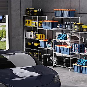 Heavy-Duty Wire Shelving Unit - 7-Tier, 2450lbs Capacity, NSF Certified, Adjustable Metal Storage Rack with Wheels & Liners, 82"H x 48"L x 18"D - Ideal for Kitchen, Garage, Closet, Basement - White