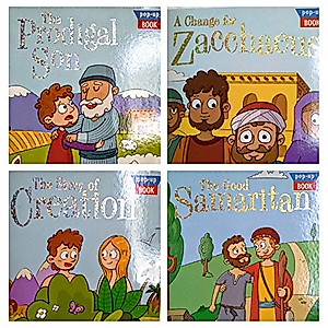 The Clever Factory The Story of Creation, Prodigal Son, Good Samaritan, and Zacchaeus Pop Up Books - Set of 4 Multicolored