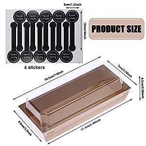 60 Sets Roll Cake Box with Lid Swiss Roll Containers Sushi Box Sandwich Craft Paper Box Plastic Charcuterie Takeout Box for Muffin Pastry Hot Dog Sandwich Cupcakes with 60 Seal Stickers (Rectangle)