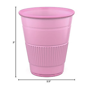 Pruvade Disposable Cups | 50 Pack | 5 oz Plastic Cups, Small Bathroom Cups Perfect as Medicine, Water, Rinsing, Mouthwash Cups, Party Cups, Dental Cups, Multicolor Cups for Kids | Pink Cups
