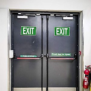 EXIT Signs Glow In The Dark EXIT Decals 3 Pack 12"x7" EXIT Photoluminescent Signs Stickers, Glows For Up To 8 Hours